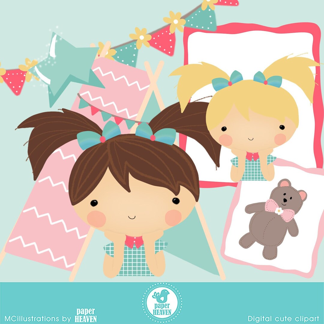 Slumber Clipart, Sleep Over Clipart, Girl Clipart COMMERCIAL USE OK - Etsy