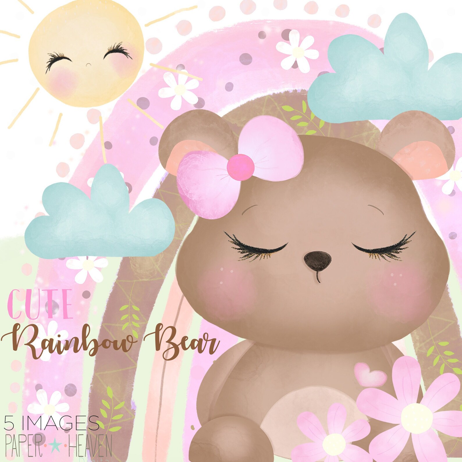 Cute Bear Woodland Teddy Bear Girl Bear Animals Clipart - Etsy