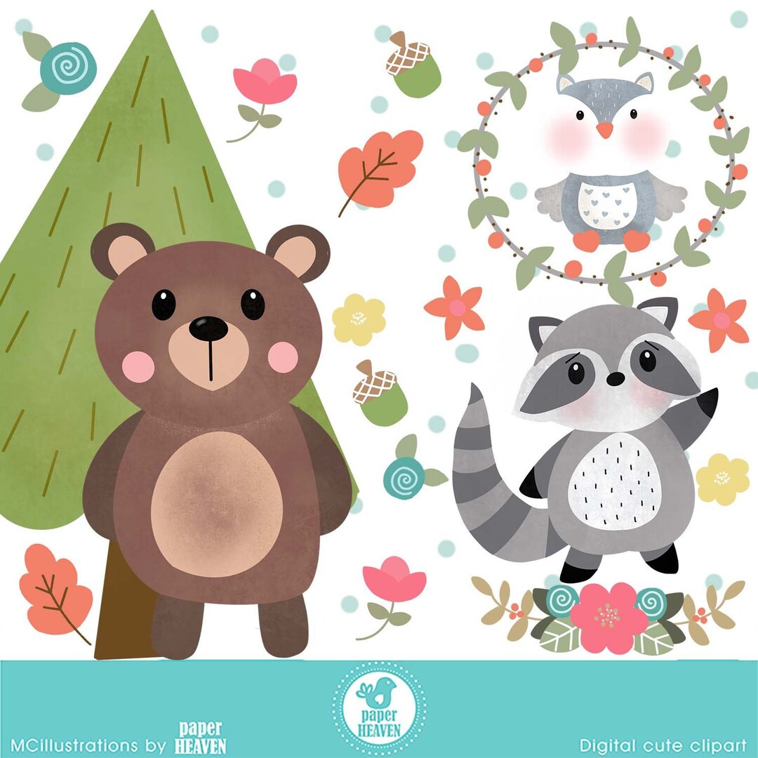 Forest Clipart, Woodland Clipart, Tribal Clipart, Animals Clipart ...
