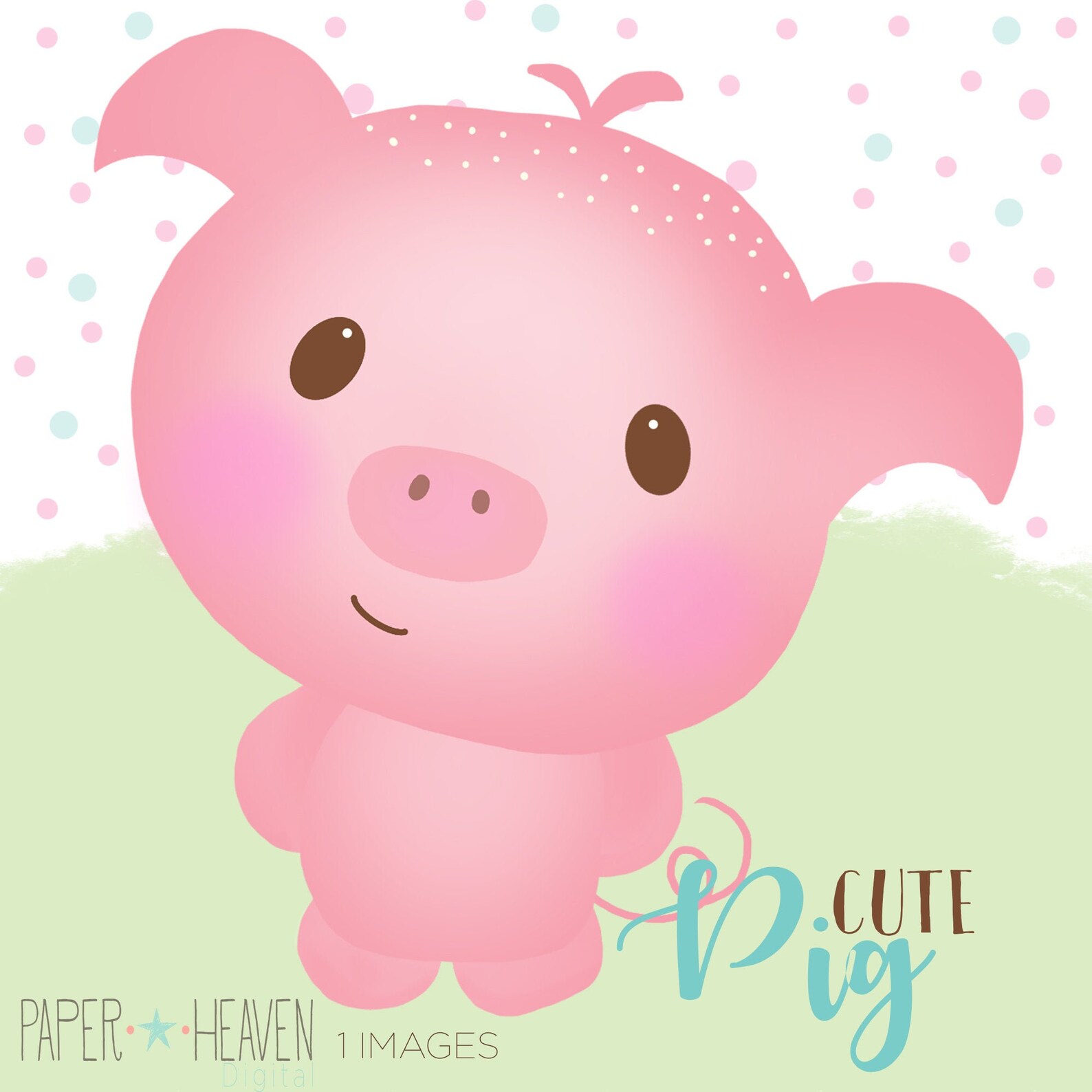 Piggy Clipart Animal Clip Art Cute Pig Clipart Cartoon Cute | Etsy