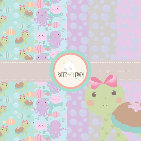 Sea Digital Paper Printable Paper Sea Animals Decoration - Etsy