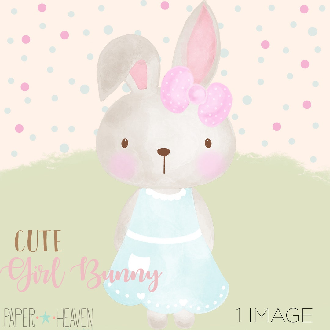 Bunny Clipart Animal Clipart Baby Bunny Watercolor Girl - Etsy