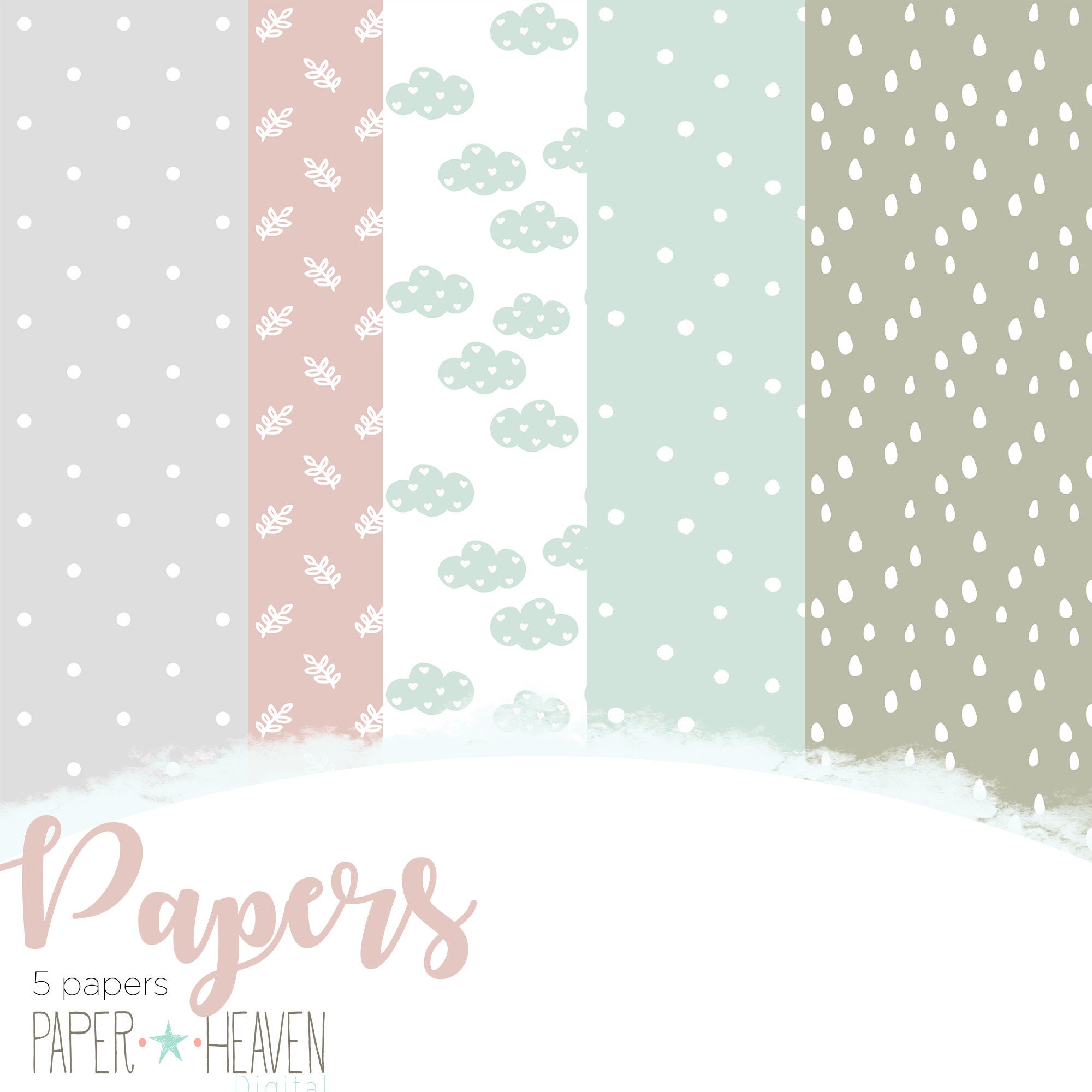 Digital Paper Printable Paper Digital Paper Set Cute Paper - Etsy