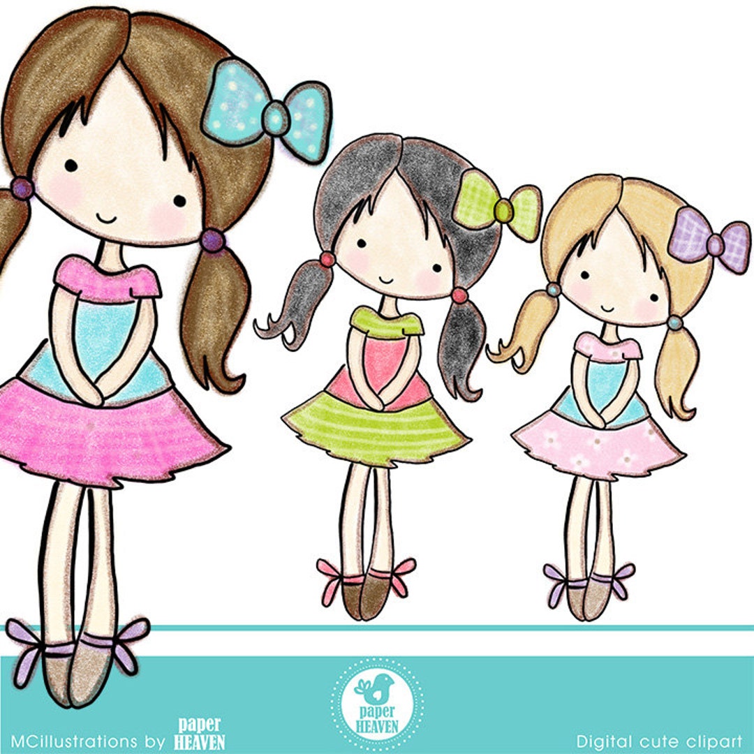Crayon Cute Girl Clipart, Girl Clipart COMMERCIAL USE OK - Etsy