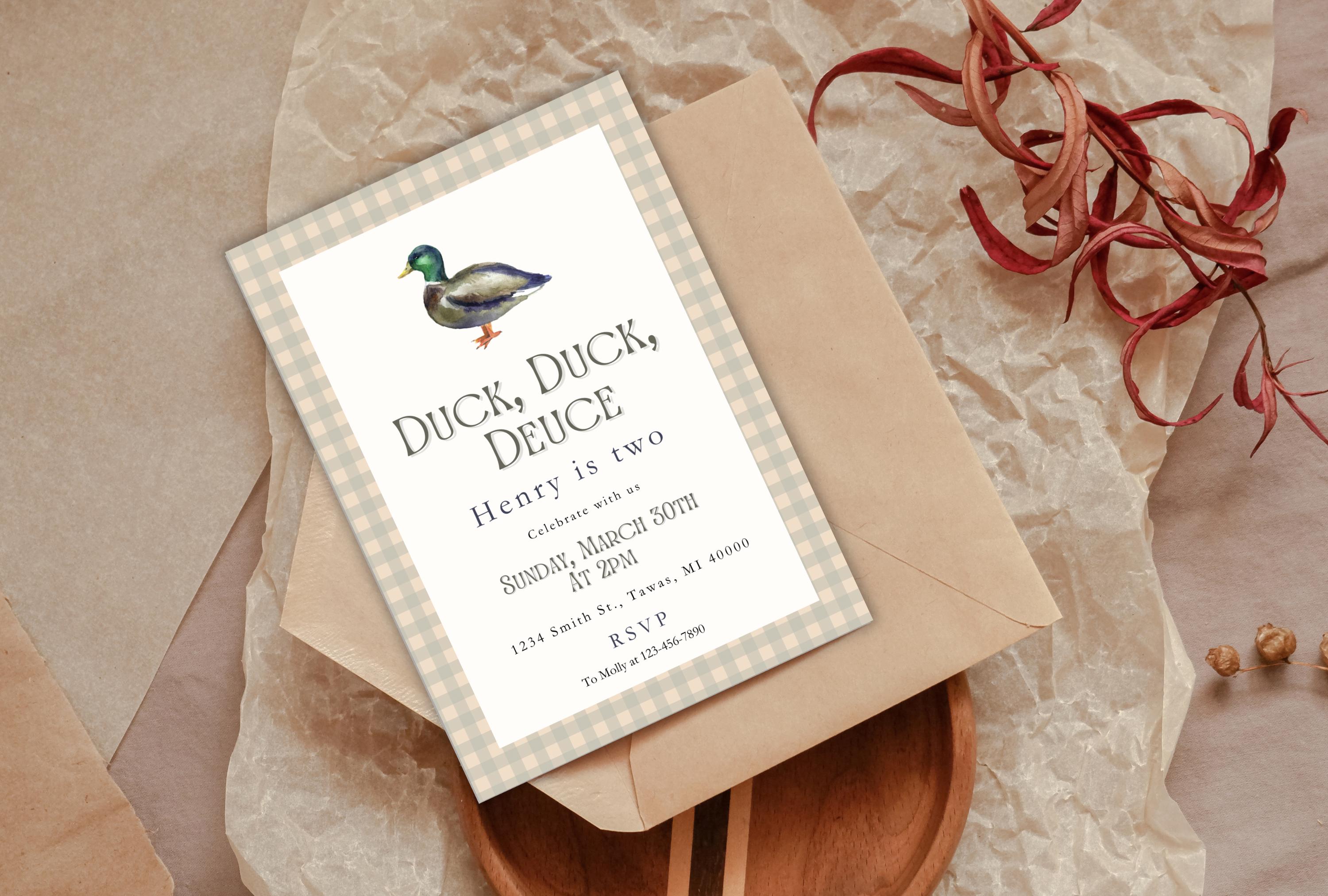 Duck, Duck, Deuce Birthday Invitation - Etsy
