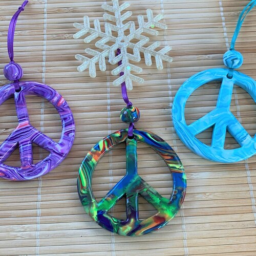 Ceramic Peace Sign Ornament - Etsy