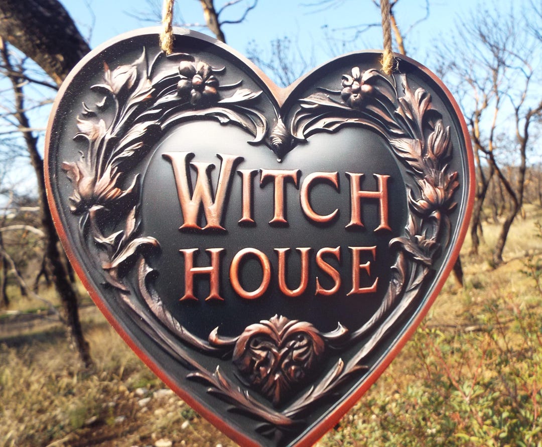 Witch House Gothic Heart Spell Moon Gothic Pagan Magic Window Hanging ...