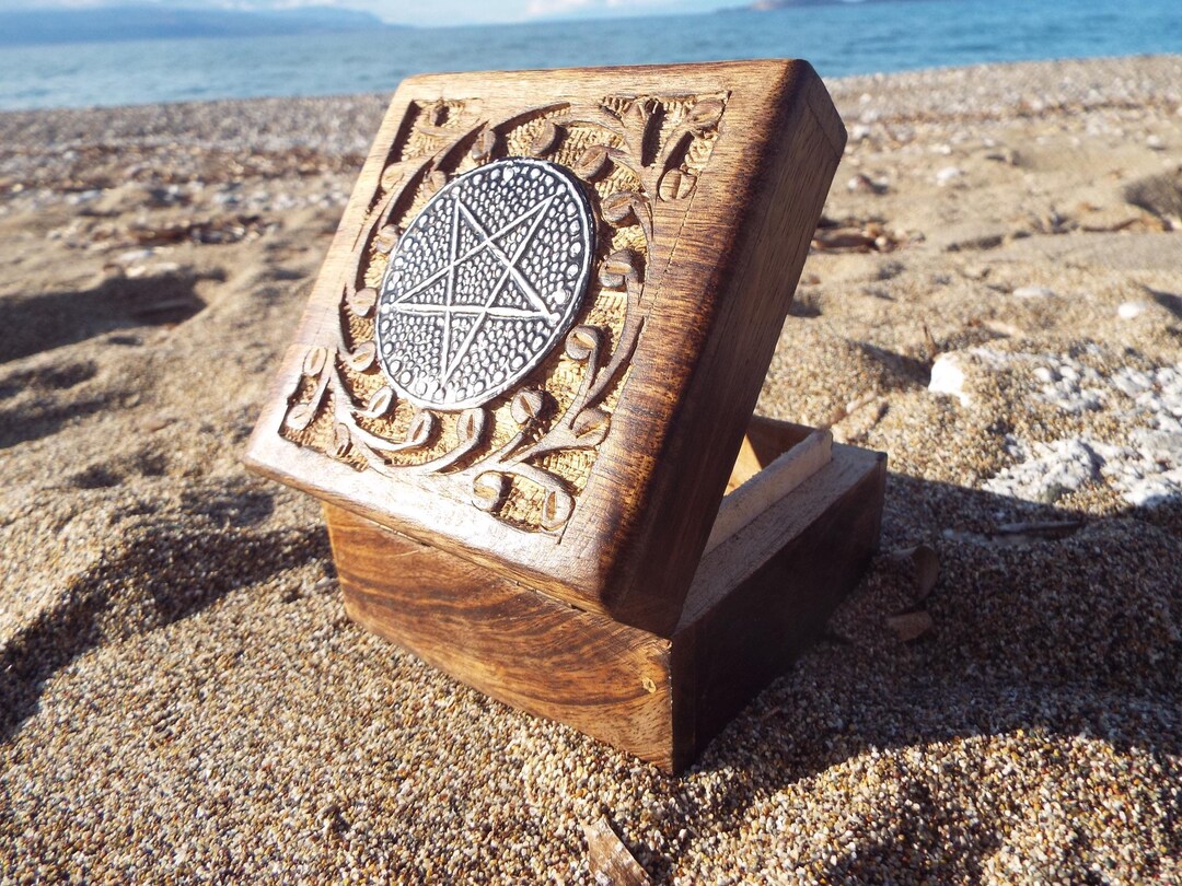 Pentagram Box Handmade Wood Carved Gothic Jewelry Box Chest Trinket - Etsy