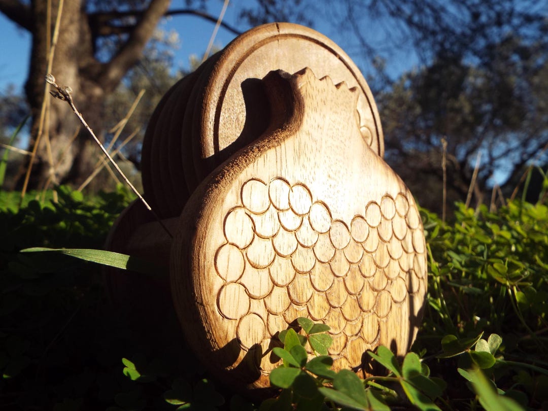 Pomegranate Handmade Wooden Coasters Meander Wooden Drink Coasters ...