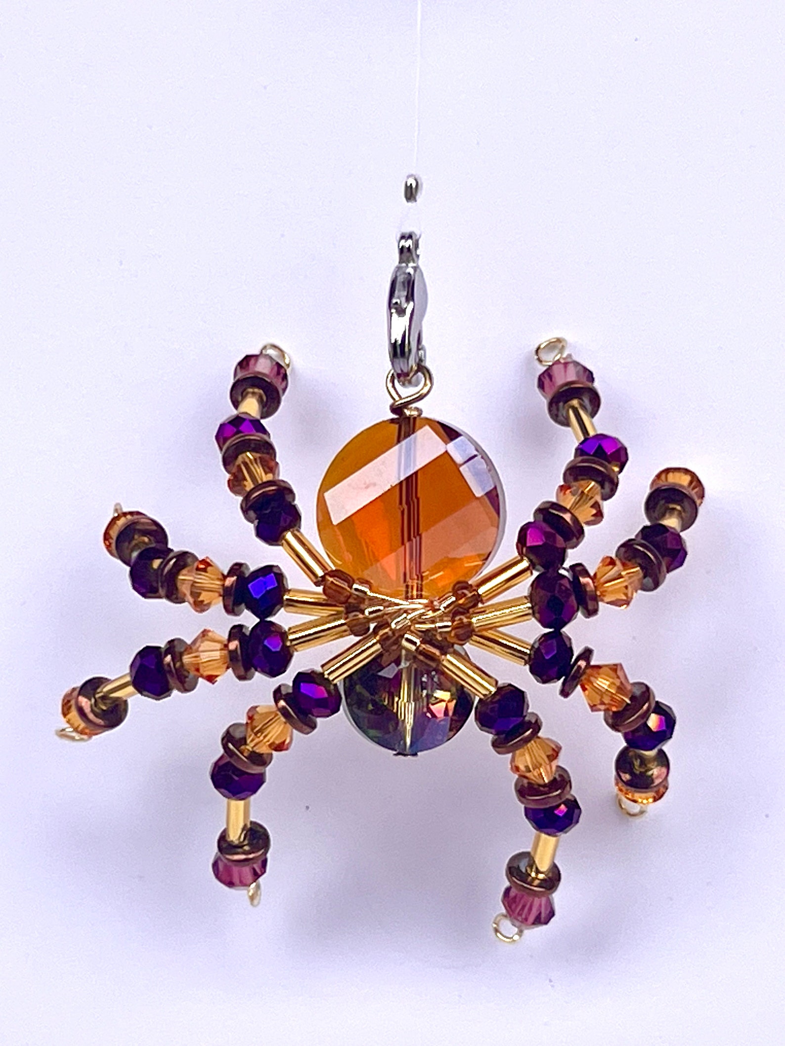 Orange Purple Beaded Spider Charm Christmas Spider Ornament Beaded ...