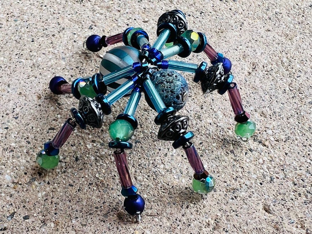 Peacock Spider Charm Web Puppy Charm Christmas Spider Ornament Beaded ...