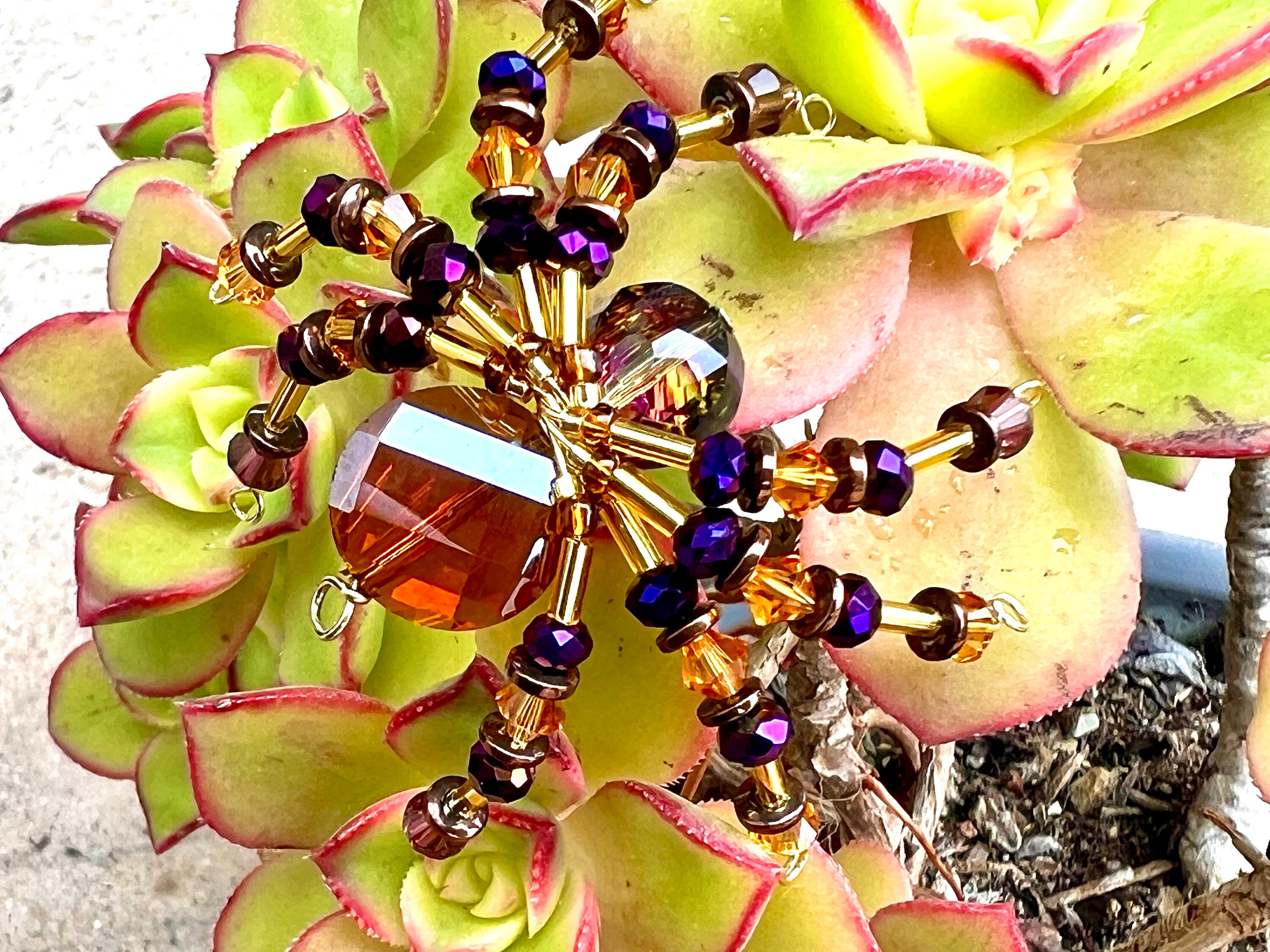 Orange Purple Beaded Spider Charm Christmas Spider Ornament Beaded ...