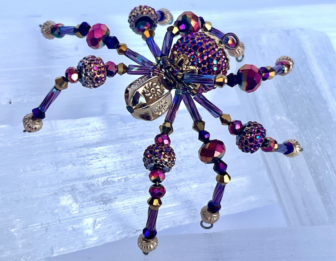 OOAK Beaded Spider Charm Web Puppy Charm Christmas Spider Ornament ...