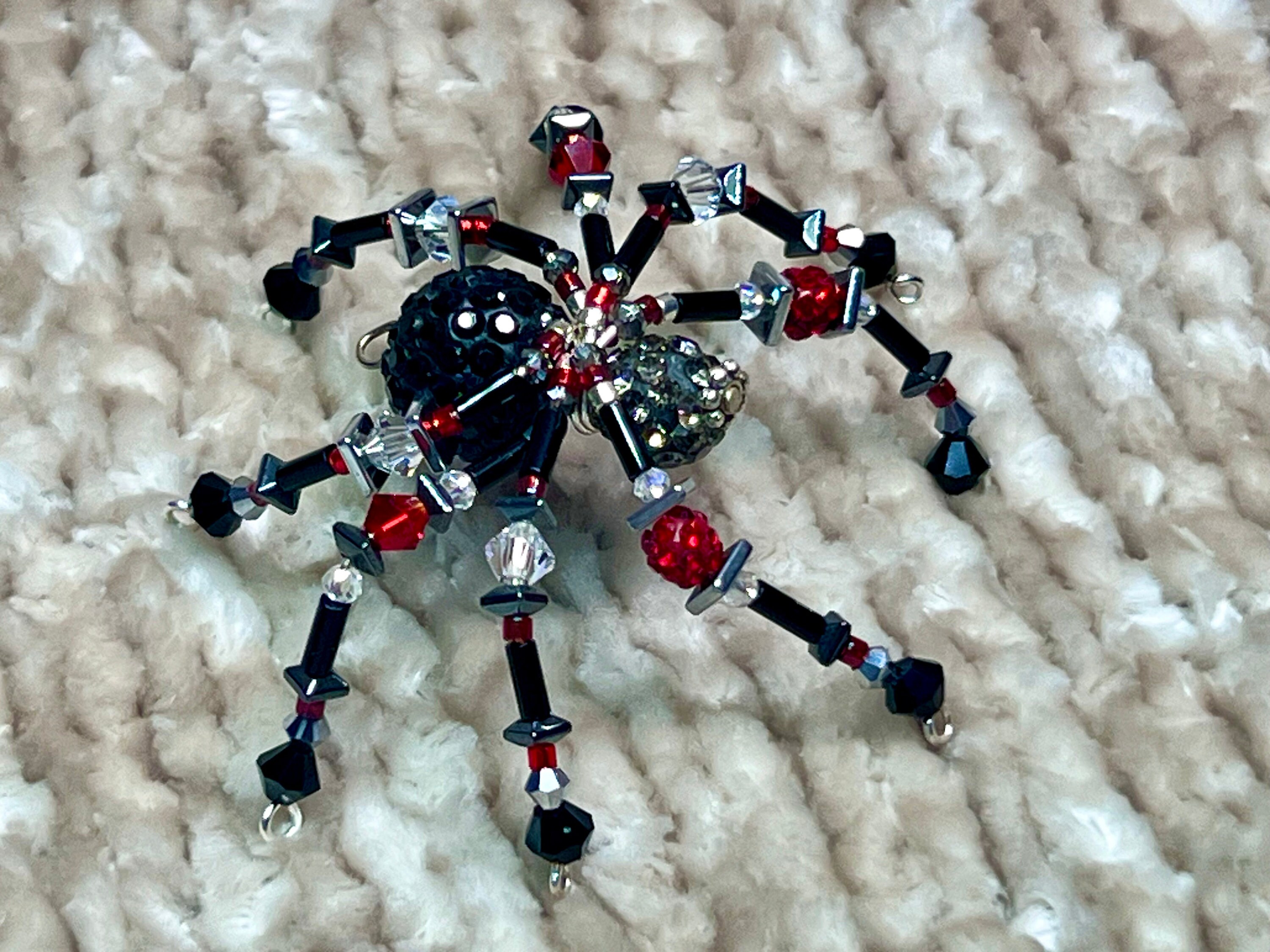 Black Beaded Spider Charm Web Puppy Charm Christmas Spider Ornament ...