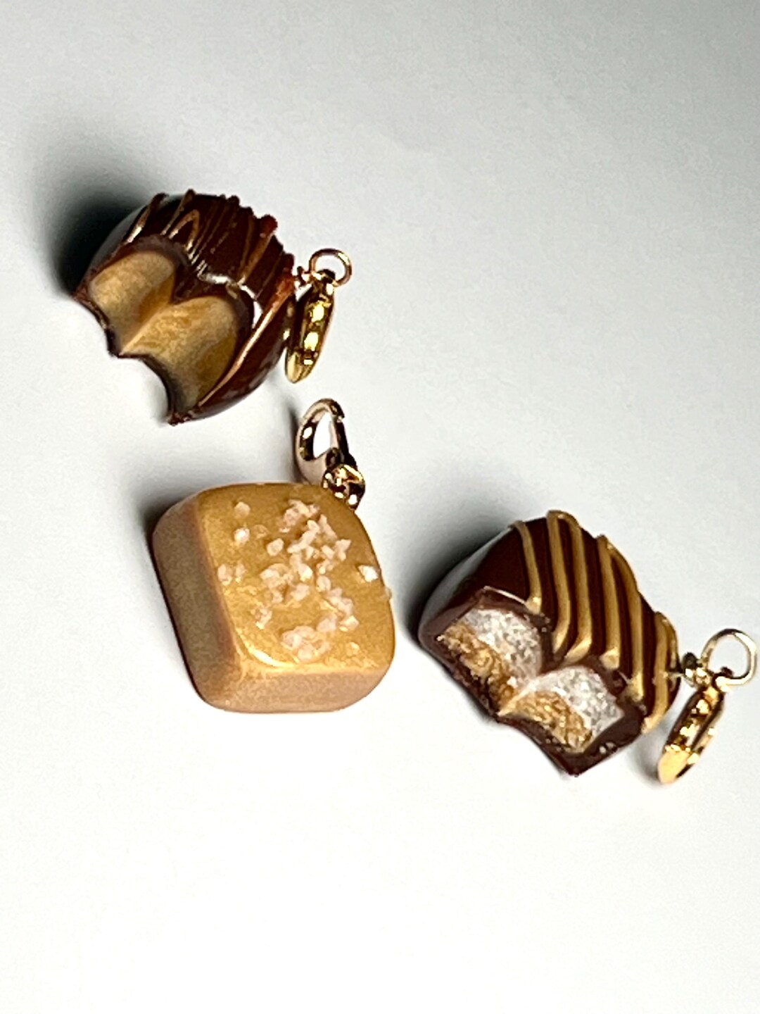 Salted Caramel and Chocolate Charm Set, Miniature Food Jewelry, Candy ...