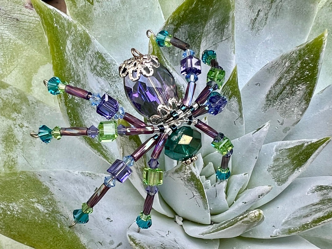 Fluorite Themed Beaded Spider Charm Christmas Spider Ornament Beaded ...