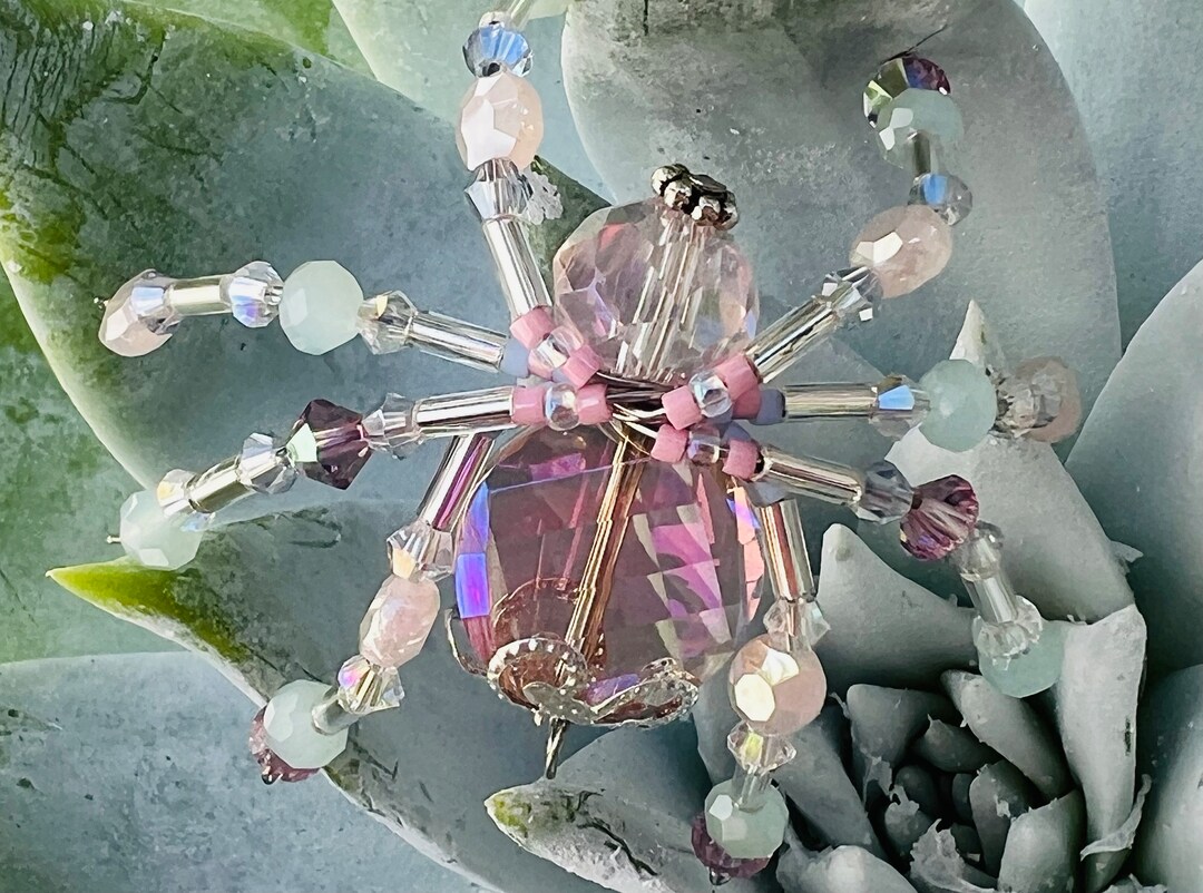 Pink and Seafoam Spider Charm Crystal Spider Charm Christmas Spider ...