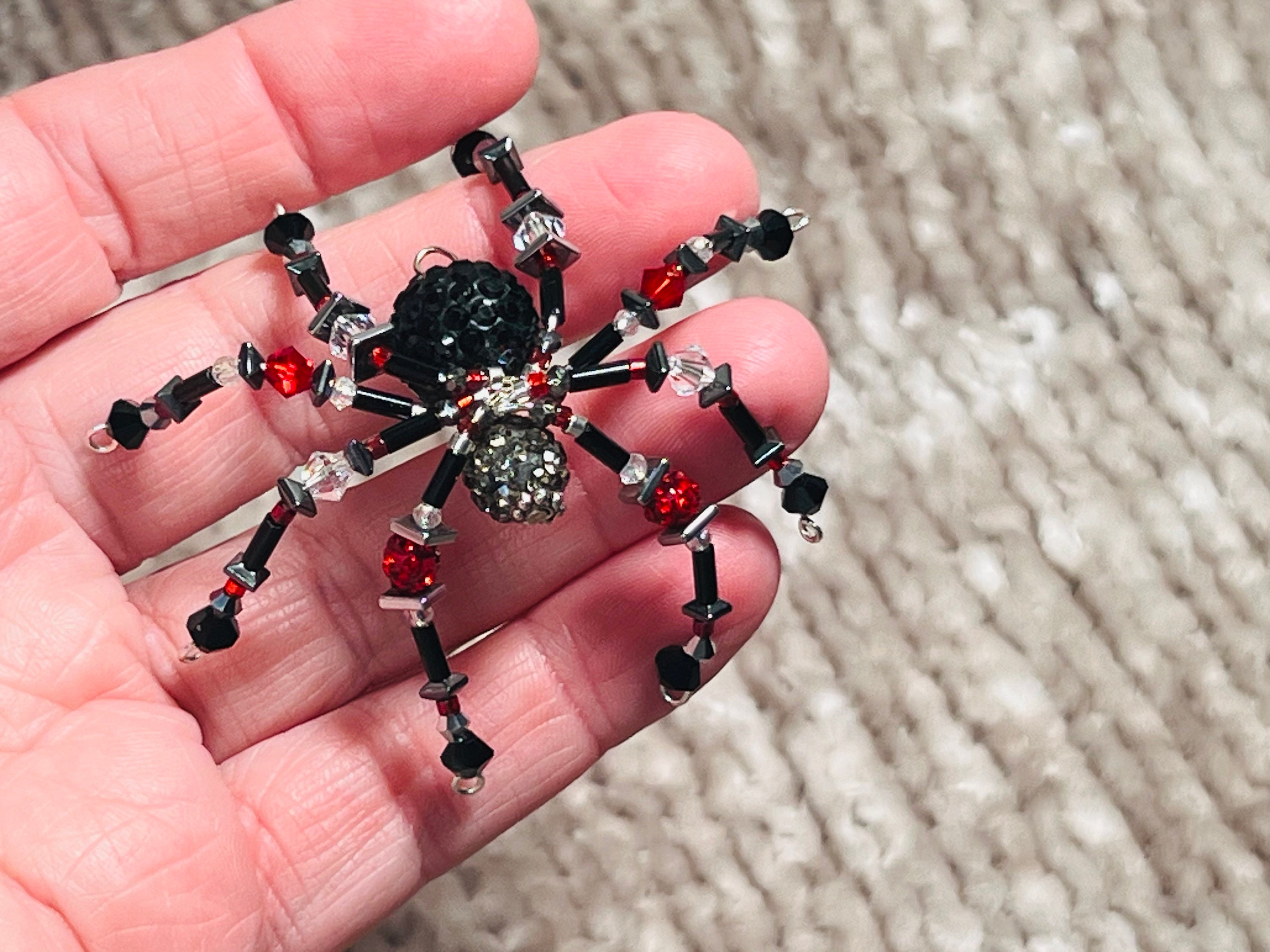 Black Beaded Spider Charm Web Puppy Charm Christmas Spider Ornament ...