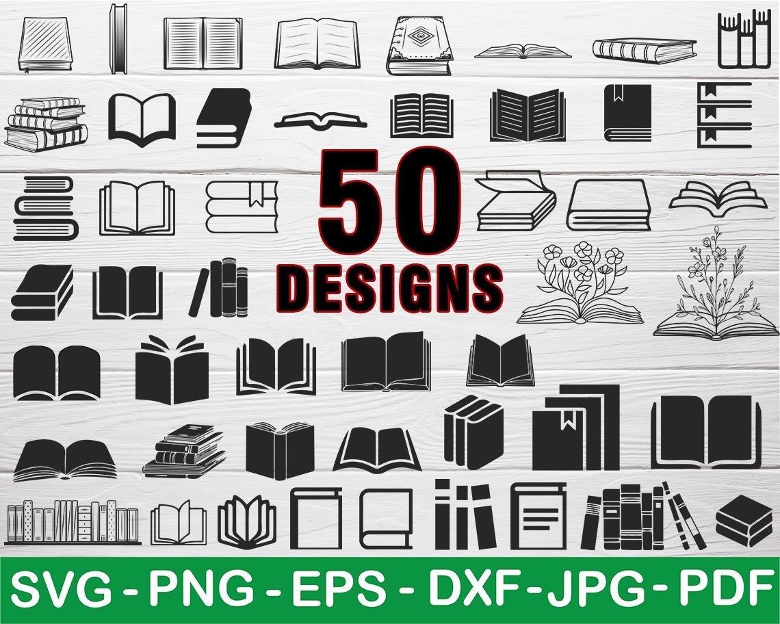 Books SVG Bundle, 50 Designs (digital Download) - Etsy