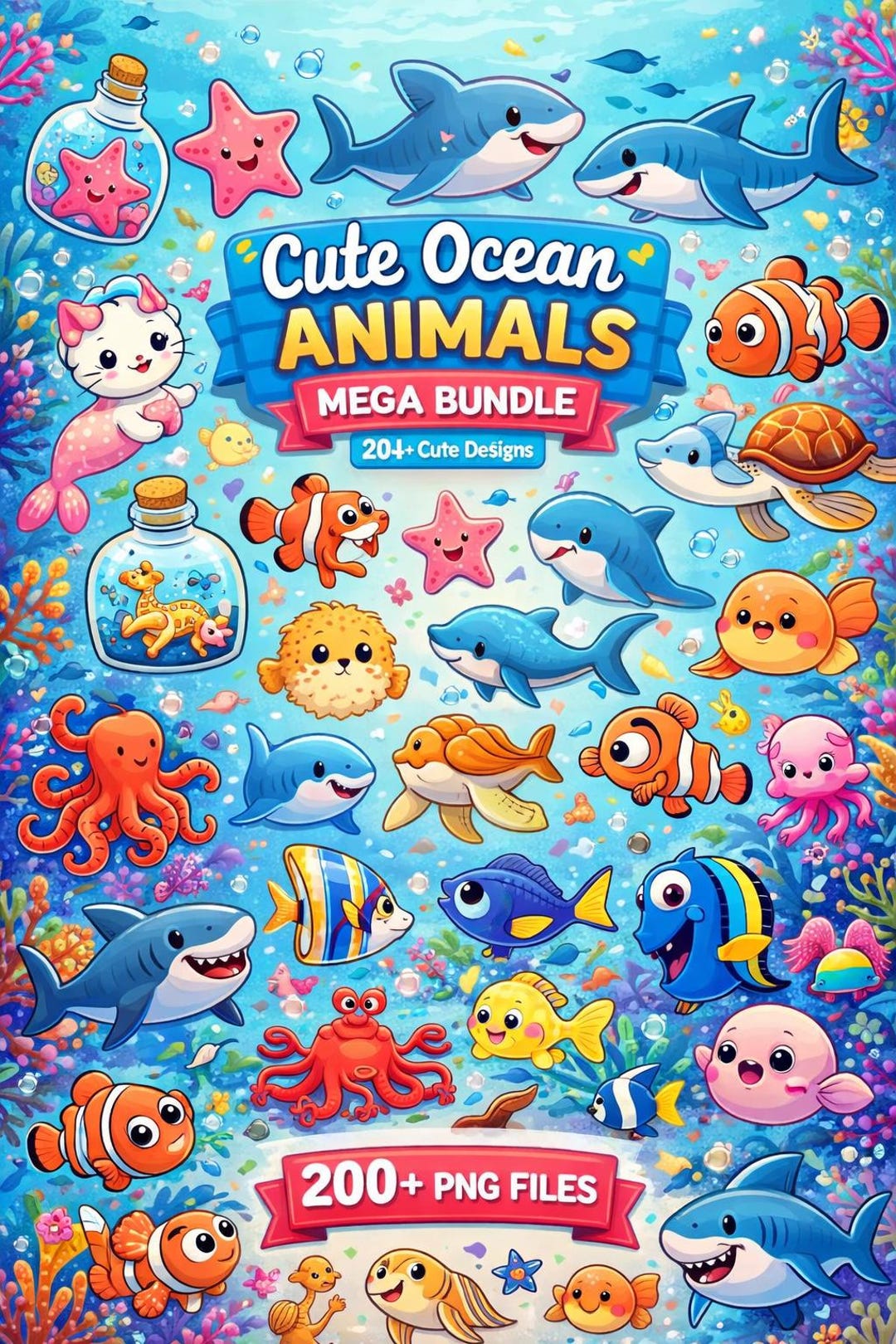 Ocean Animals SVG Bundle, Sea Creatures Clipart, Birthday Shirt Designs ...