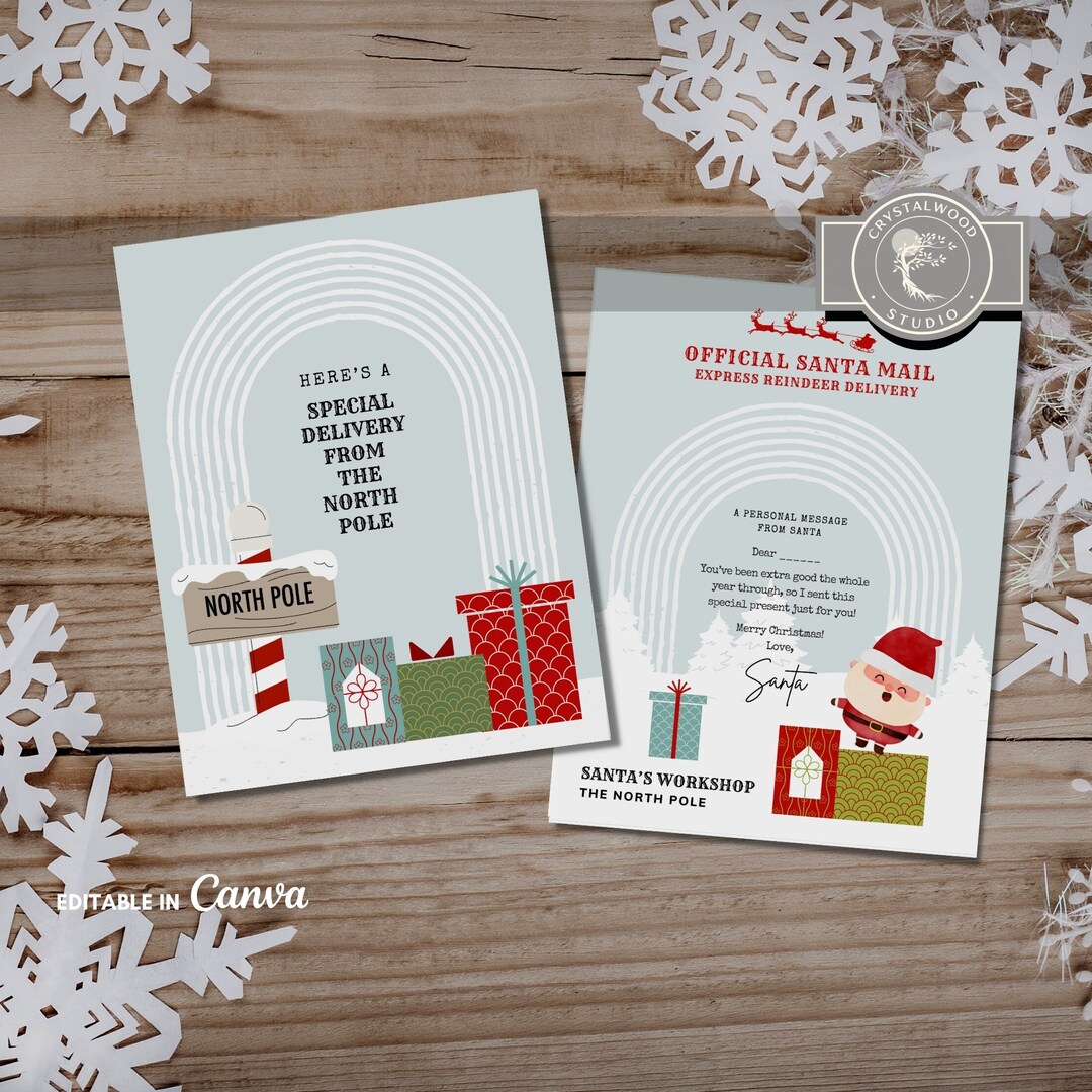 Printable North Pole Special Delivery Christmas Card Template - Etsy