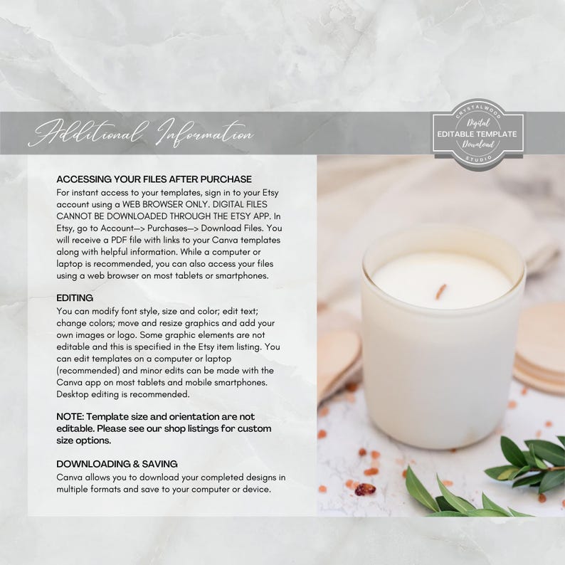 Candle Label Bundle, Editable Watercolor Abstract Canva Template ...