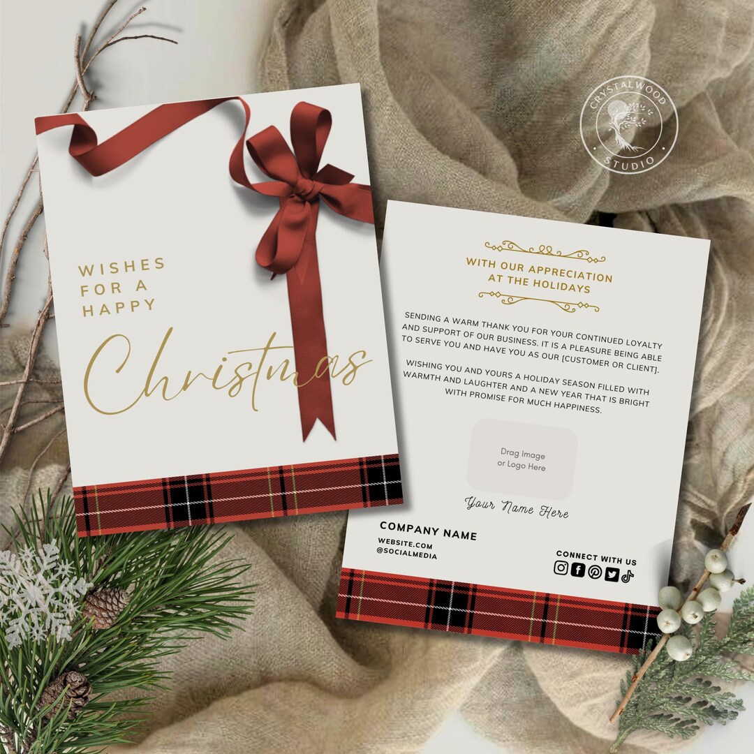 Business, Corporate, Real Estate Christmas Post Card Template, Editable ...