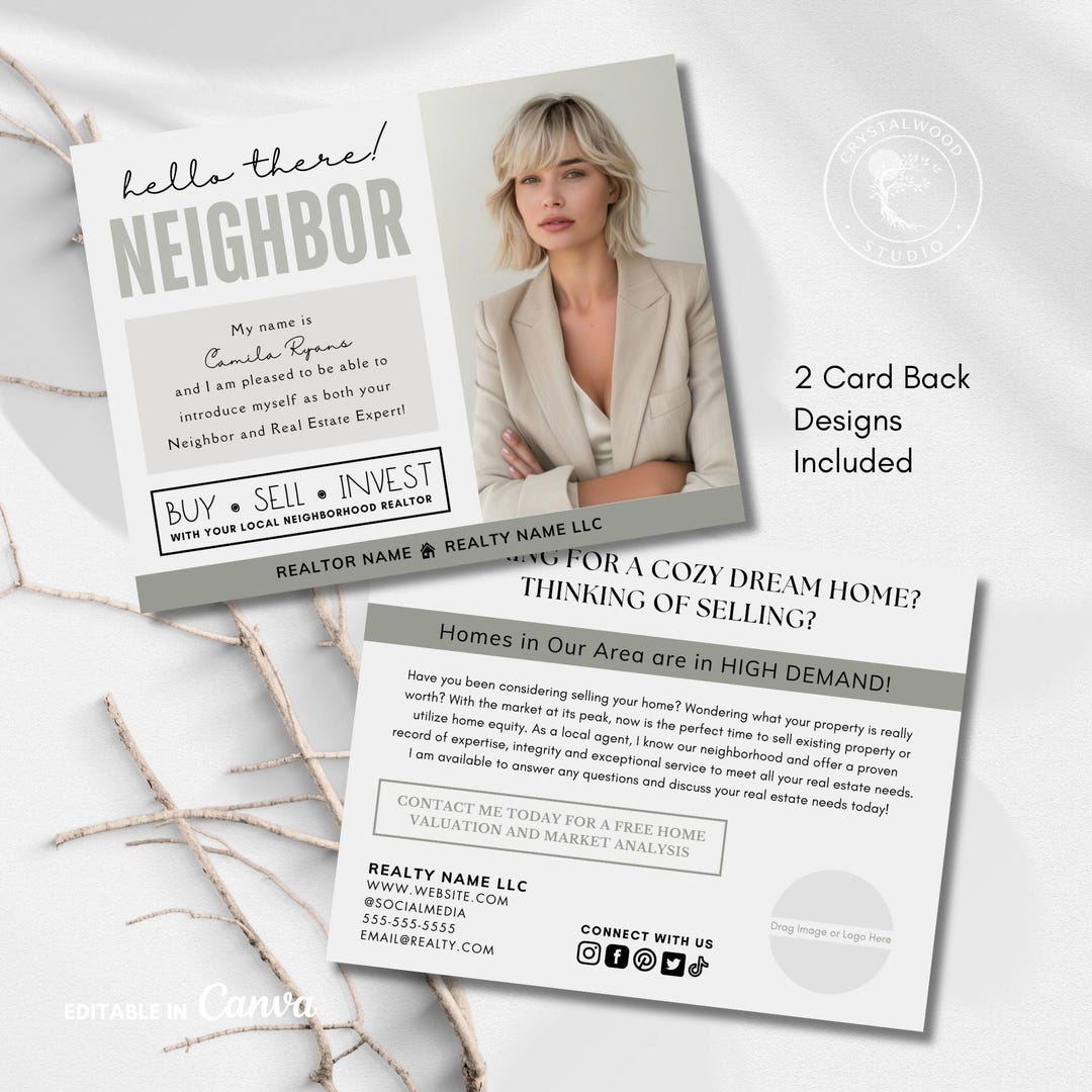 Real Estate Postcard Template, Printable Hello Neighbor Realtor Photo ...