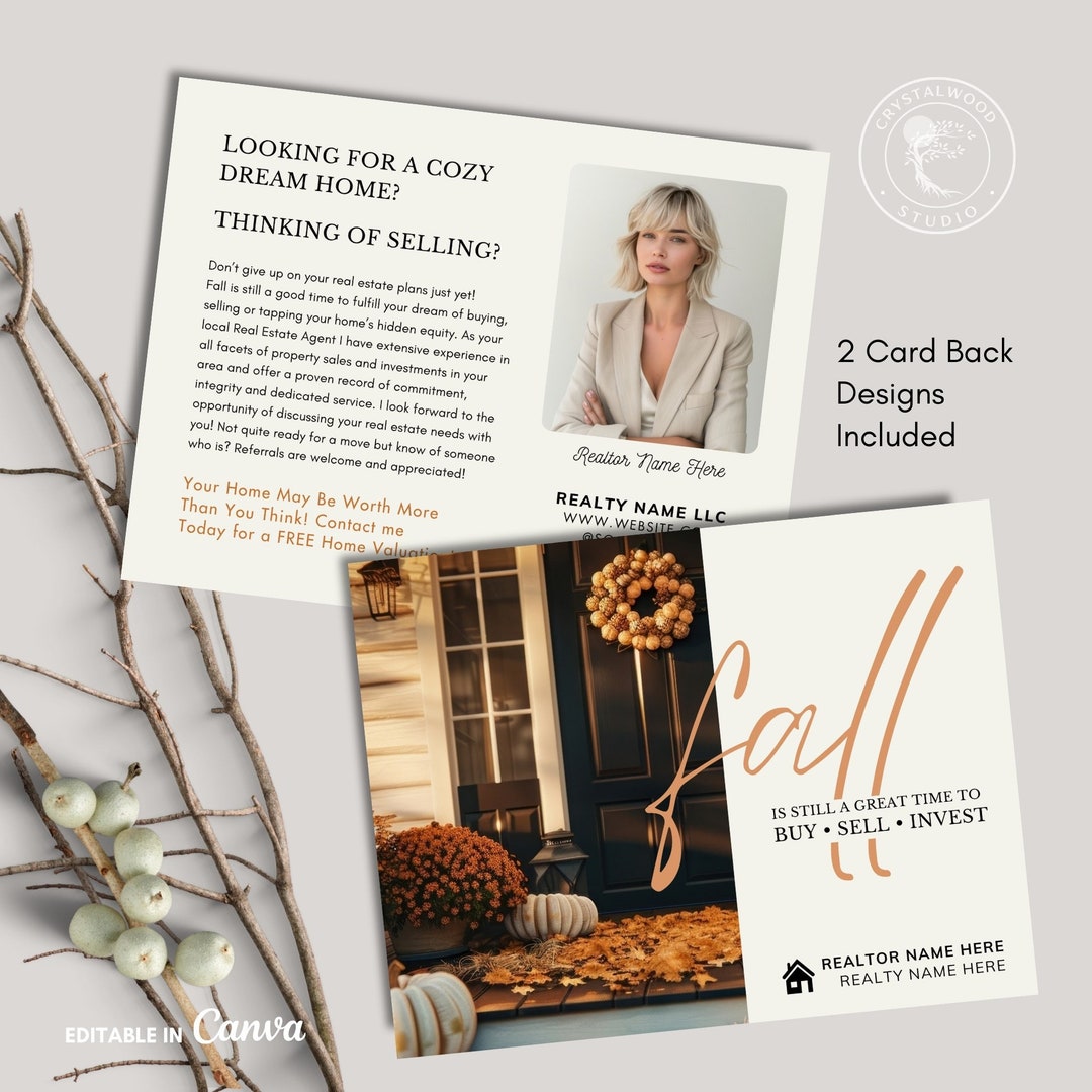 Fall Real Estate Postcard Template, September Neighborhood Realtor ...