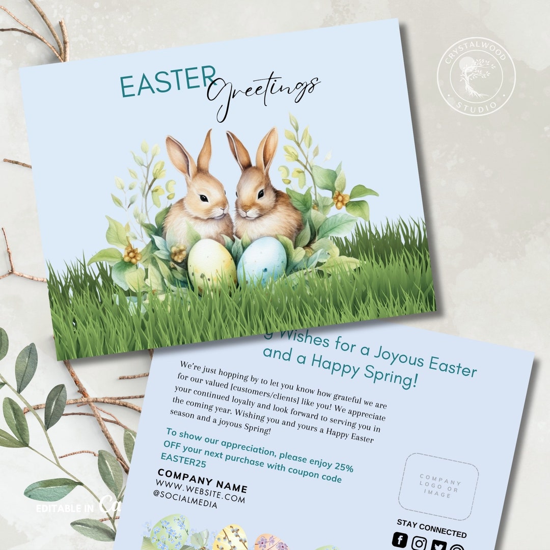 Printable Corporate Business Easter Card Template With Logo, Editable ...