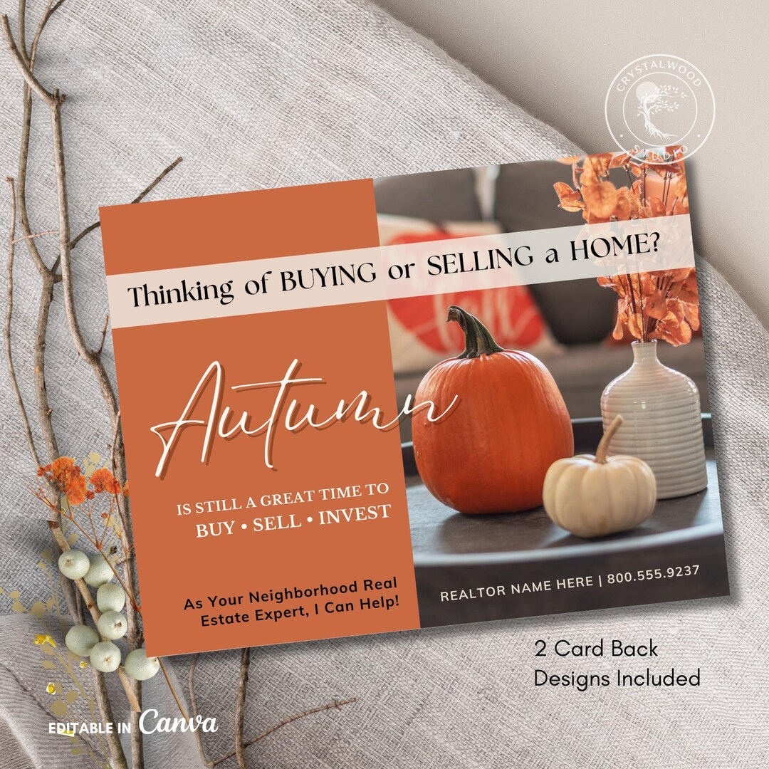 Fall Real Estate Postcard Template, Neighborhood Realtor Introduction ...