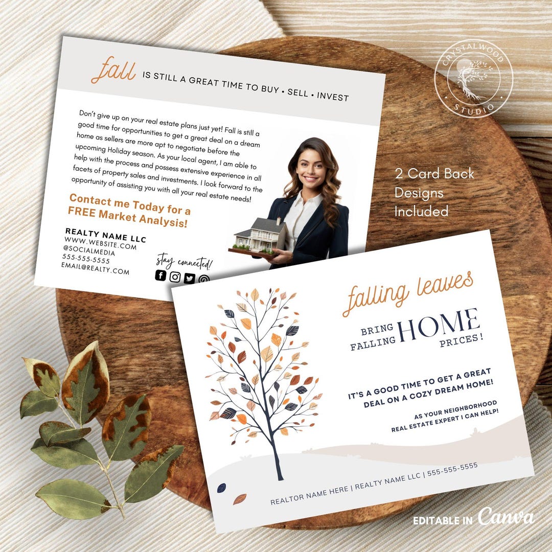 Fall Real Estate Postcard Template, Neighborhood Realtor Intro Postcard ...