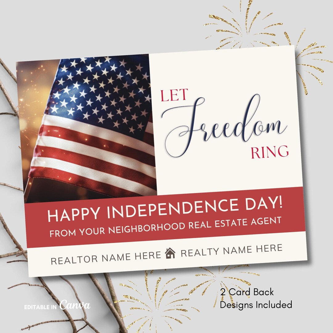 4th of July Real Estate Postcard Template, Editable Summer Realtor ...