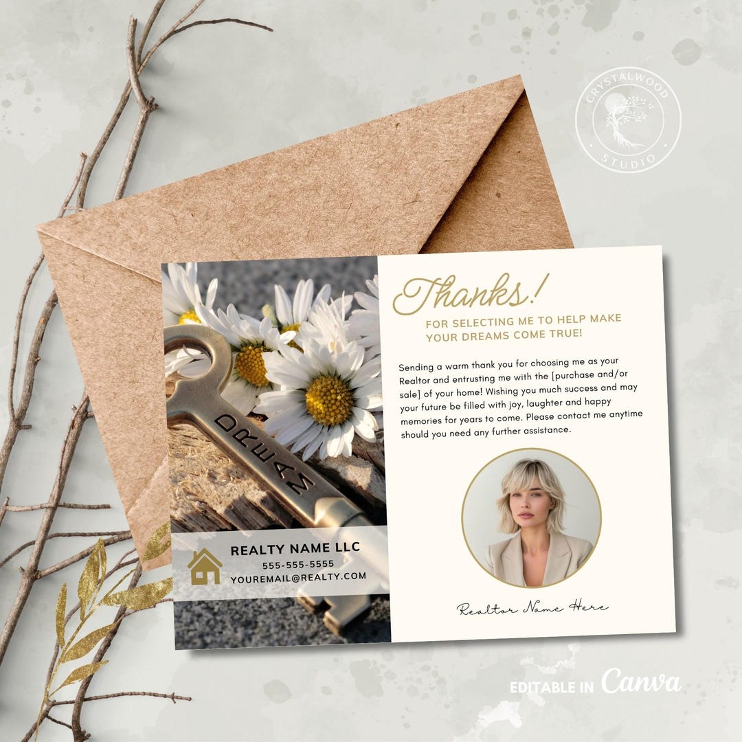 Real Estate Thank You Card Template, Client Appreciation Realtor Thank ...