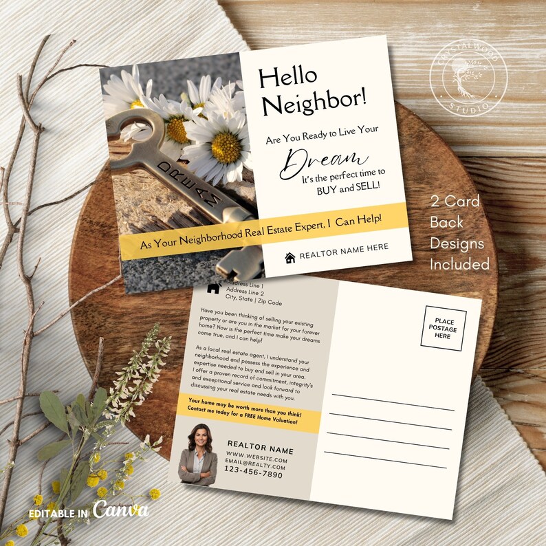 Real Estate Postcard Template, Editable in Canva, Hello Neighbor ...