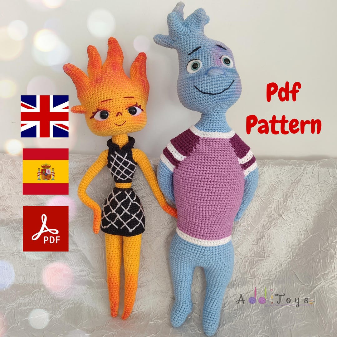 Elemental Plushie Crochet Pattern: Fire and Water Amigurumi (PDF ...