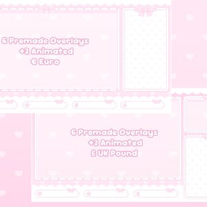 Pink Stream Overlay Package: Heart and Soft Ribbon Coquette Twitch ...
