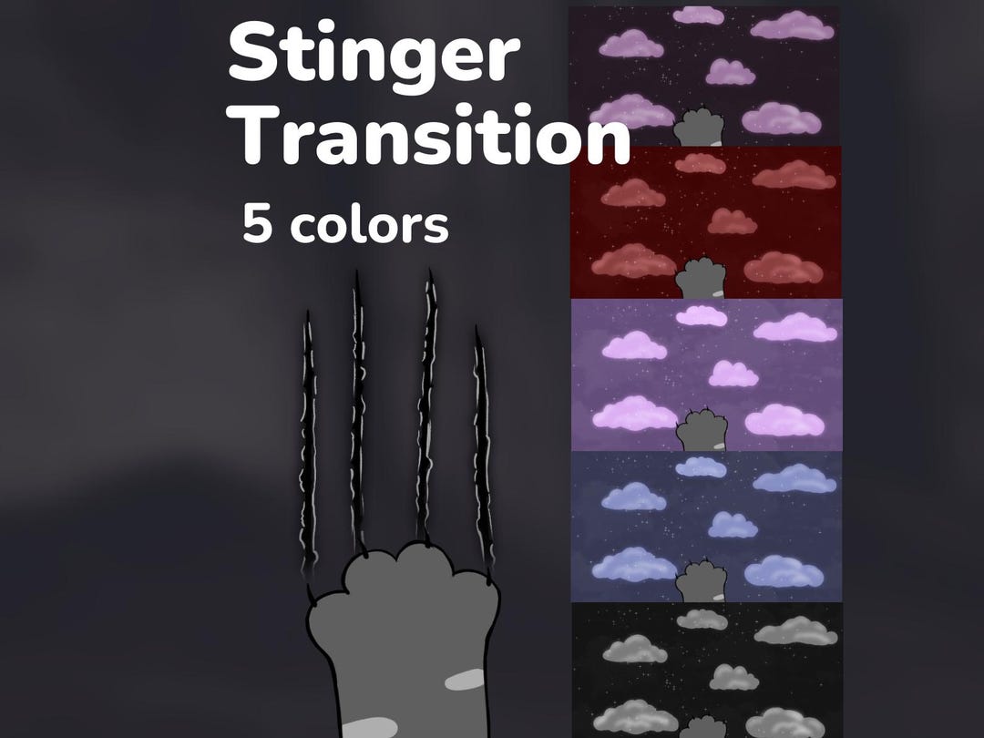Paw Stream Transition Grey, Dark Blue,purple,red Stinger OBS - Etsy