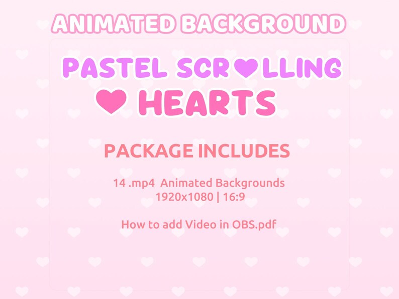 Heart Animated Background Pink for Vtuber, Pastel Purple, Blue, Peach ...