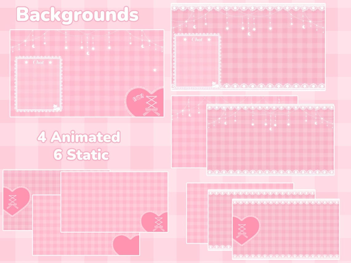Pink Cute Twitch Package,soft Aesthetic Pink White Stream Package for ...