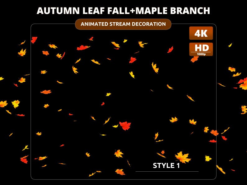 Autumn Leaf Fall + Animated Maple Branch - Red Orange Autumn Fall ...