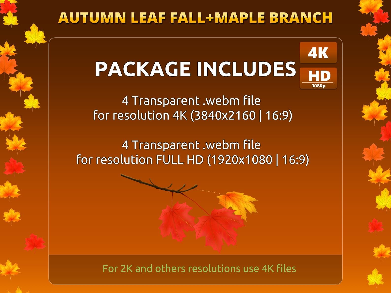 Autumn Leaf Fall + Animated Maple Branch - Red Orange Autumn Fall ...