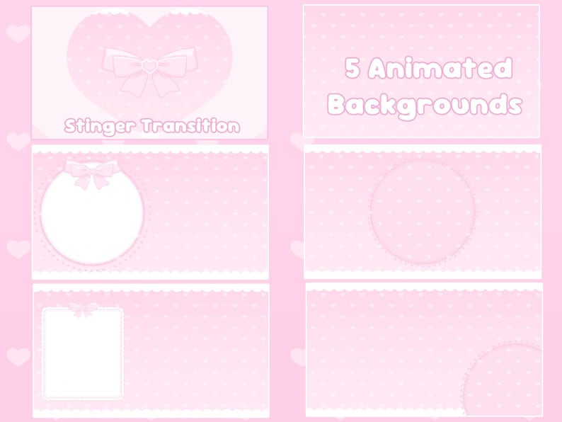 Pink Stream Overlay Package: Heart and Soft Ribbon Coquette Twitch ...