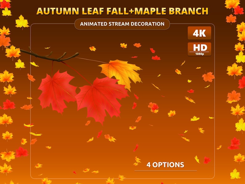 Autumn Leaf Fall + Animated Maple Branch - Red Orange Autumn Fall ...