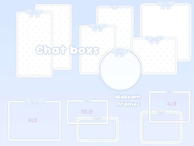 Animated Stream Overlay Package- Blue Ribbon Coquette Bow: Blue Soft ...