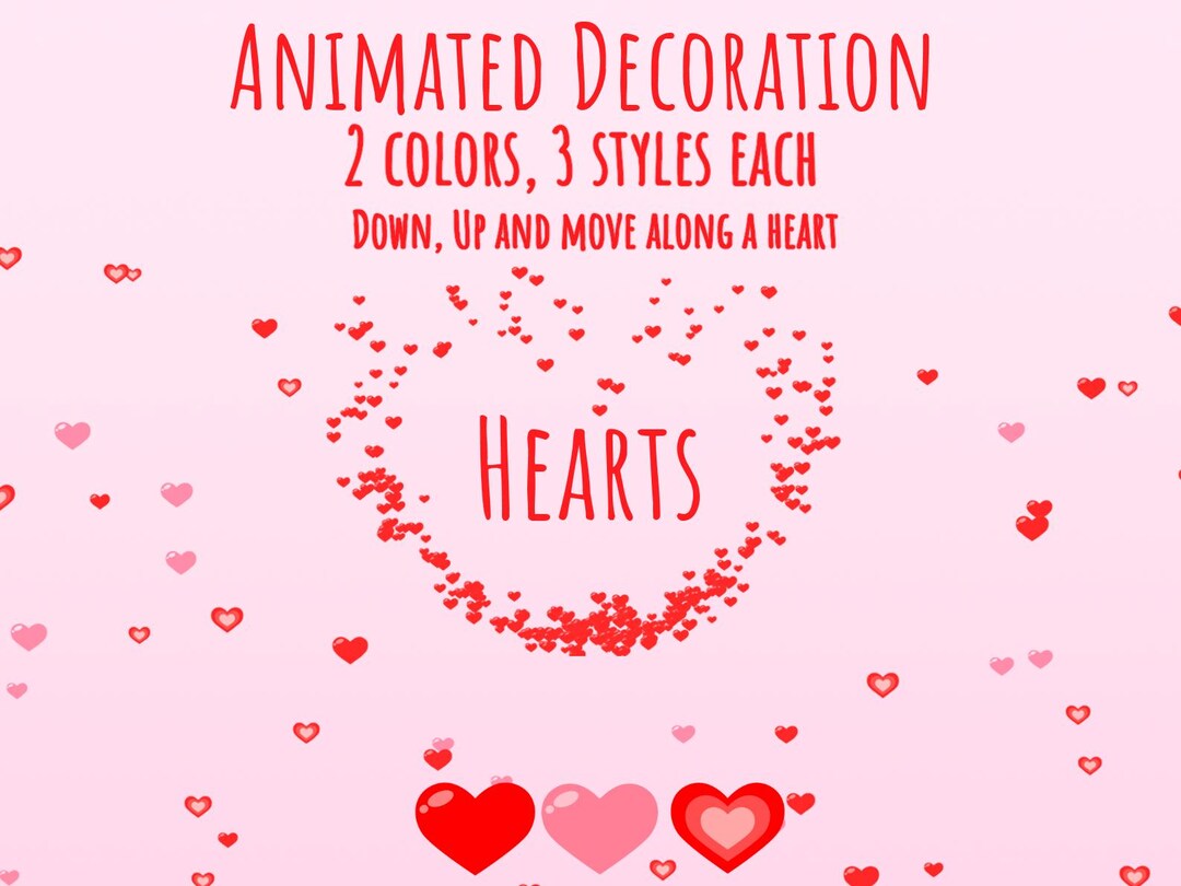 Hearts Animated Decoration Twitch, Valentine's Overlay, Animated Stream ...