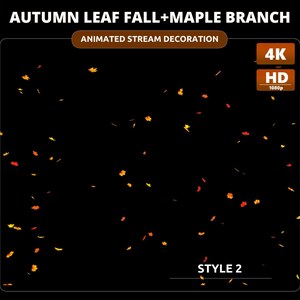 Autumn Leaf Fall + Animated Maple Branch - Red Orange Autumn Fall ...