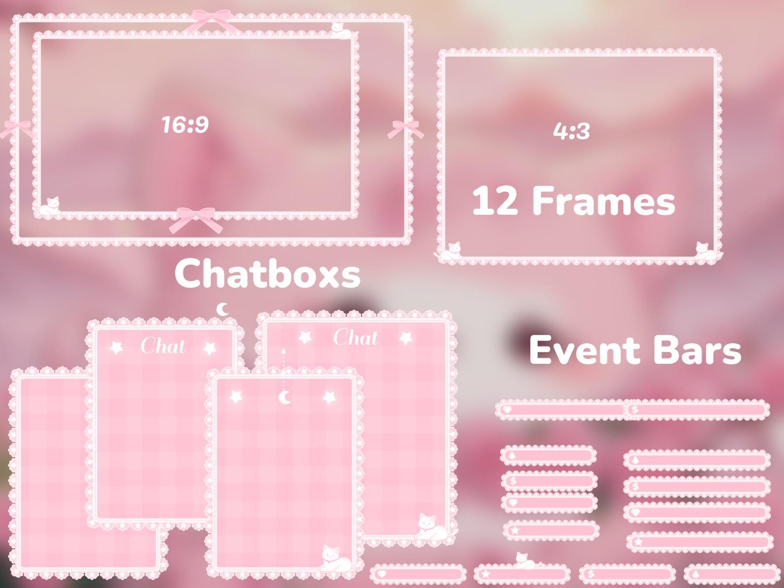 Pink Cute Twitch Package,soft Aesthetic Pink White Stream Package for ...