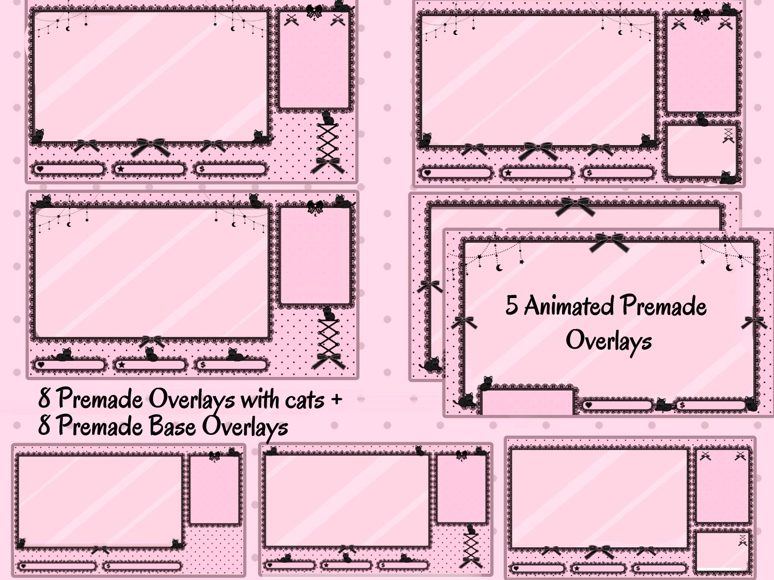Black Pink Cat Stream Pack: Kawaii Vtuber Overlay (digital Download) - Etsy