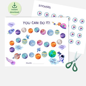 Space Themed Kids Reward Chart, Printable Tracking Chart, Toddlers ...